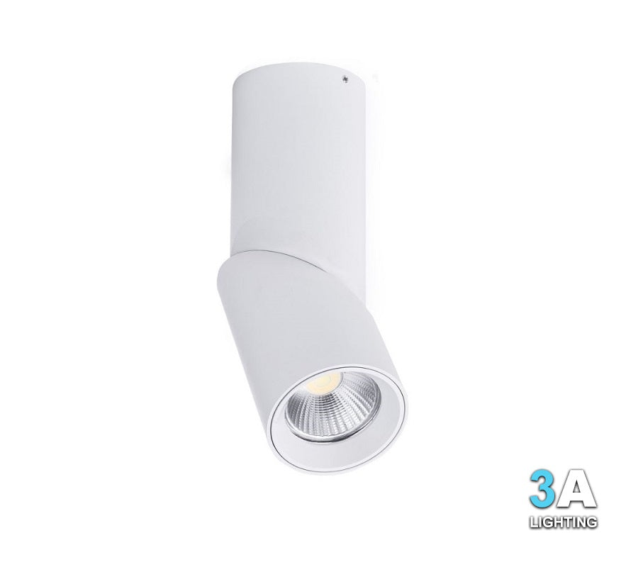 3A 12W LED Adjustable Surface Mount Cylinder Downlight White – Super ...